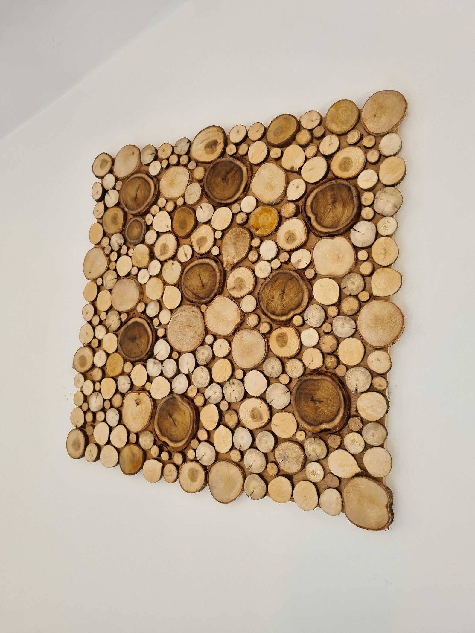 Log Wall Art, Wood Wall Art, Log Slice Mosaic, Log Decor, Log Slice ...