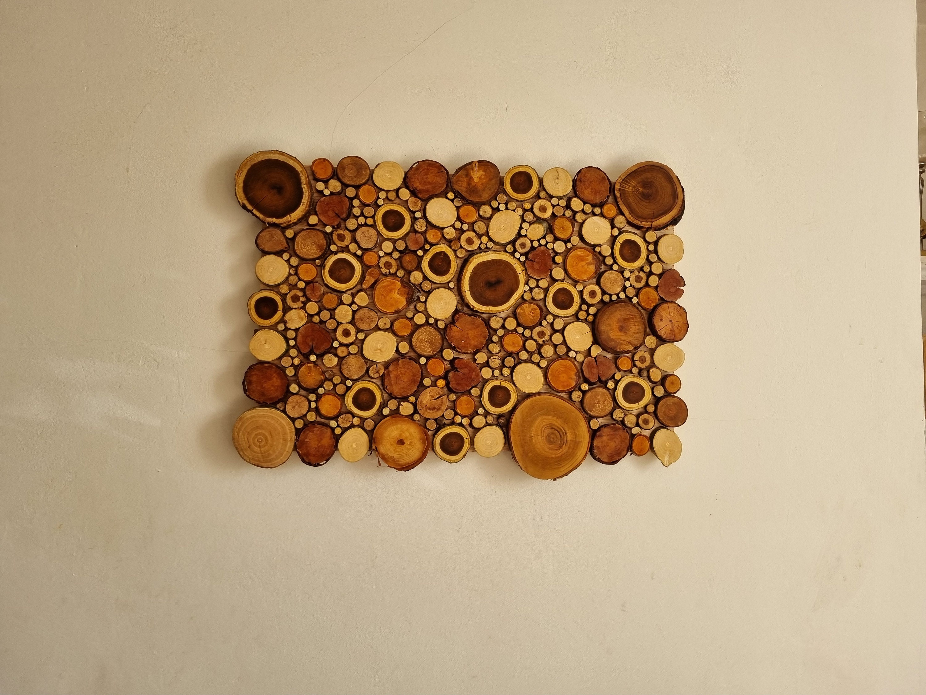 Log Wall Art, Wood Wall Art, Log Slice Mosaic, Log Slice Wall Art, Log ...