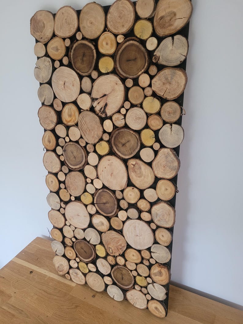 Log Wall Art, Wood Wall Art, Log Slice Mosaic, Log Decor, Log Slice ...