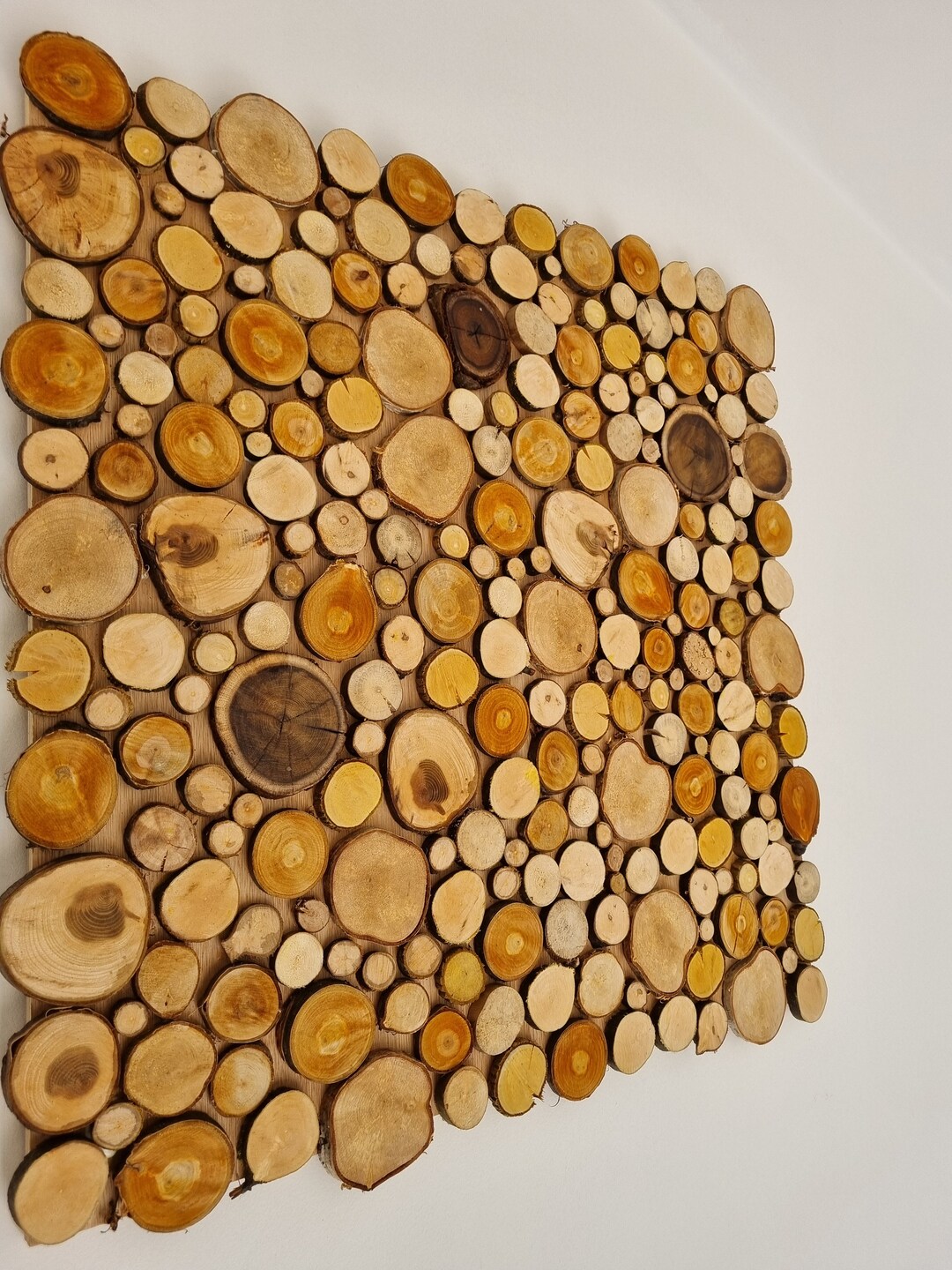 Log Wall Art, Wood Wall Art, Log Slice Mosaic, Log Decor, Wood Slice ...