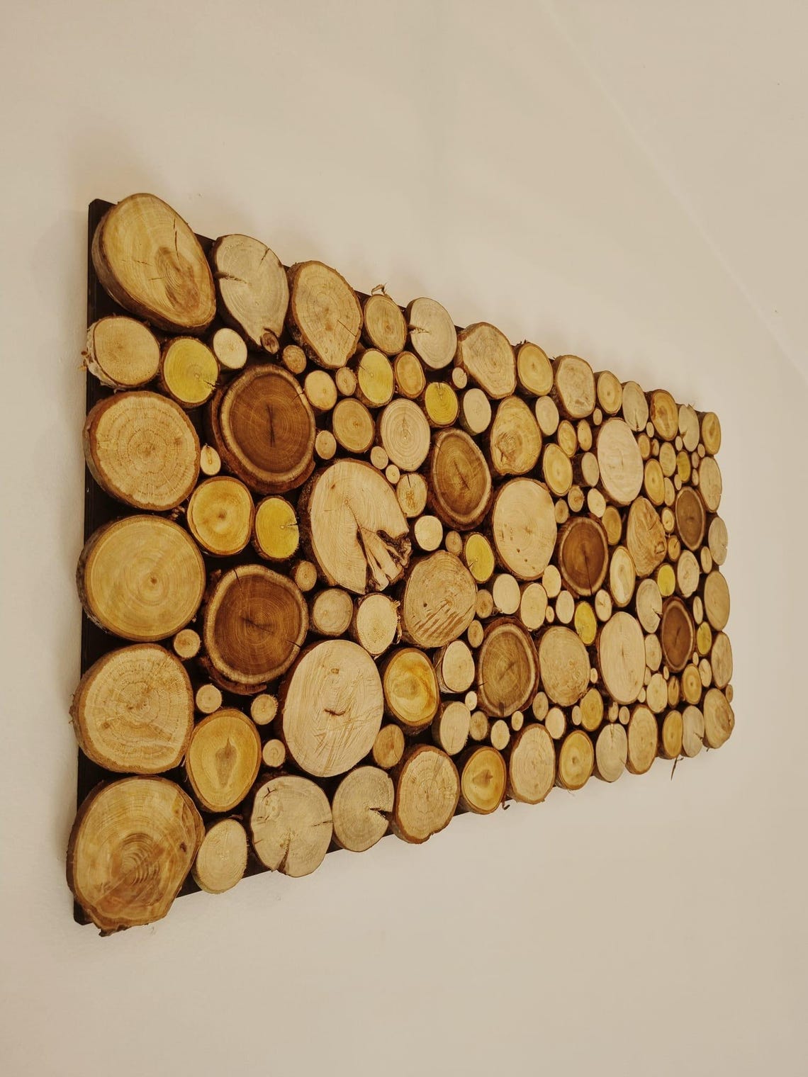 Log Wall Art, Wood Wall Art, Log Slice Mosaic, Log Decor, Log Slice ...