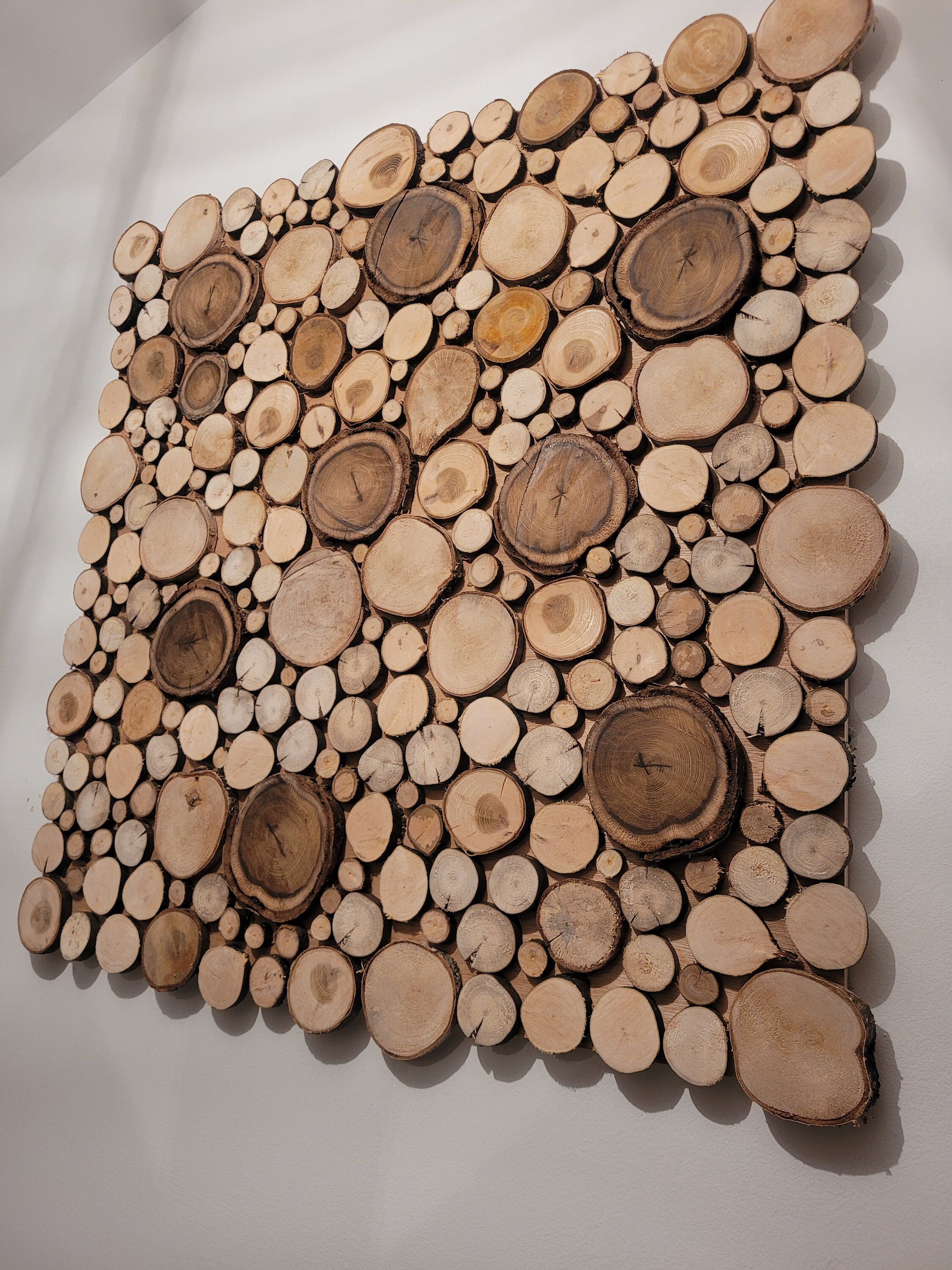 Log Wall Art, Wood Wall Art, Log Slice Mosaic, Log Decor, Log Slice ...