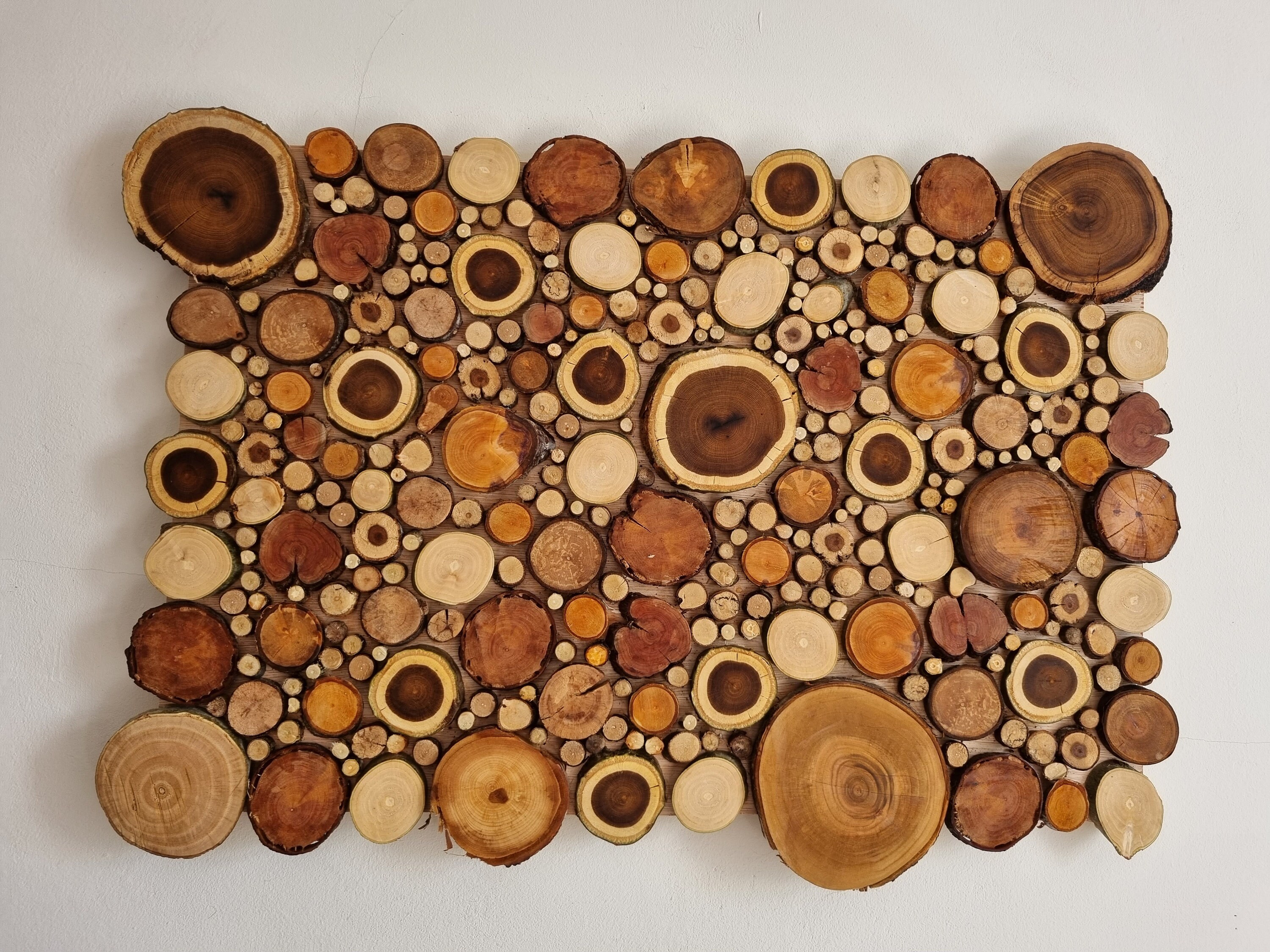 Log Wall Art, Wood Wall Art, Log Slice Mosaic, Log Slice Wall Art, Log ...