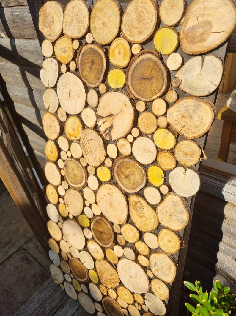 Log Wall Art, Wood Wall Art, Log Slice Mosaic, Log Decor, Log Slice ...