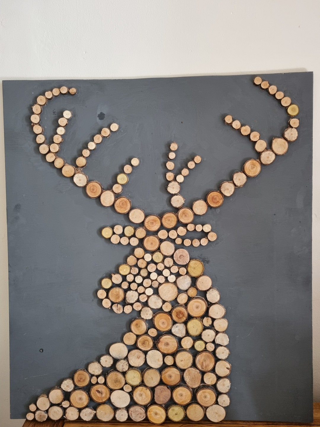 Stag Mosaic Wall Art, Log Slice Wall Art, Stag Head Wall Art, Stag Head ...