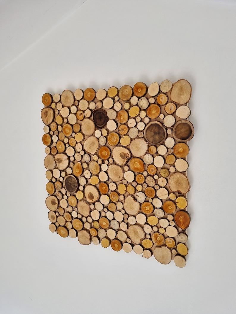 Log Wall Art, Wood Wall Art, Log Slice Mosaic, Log Decor, Wood Slice ...