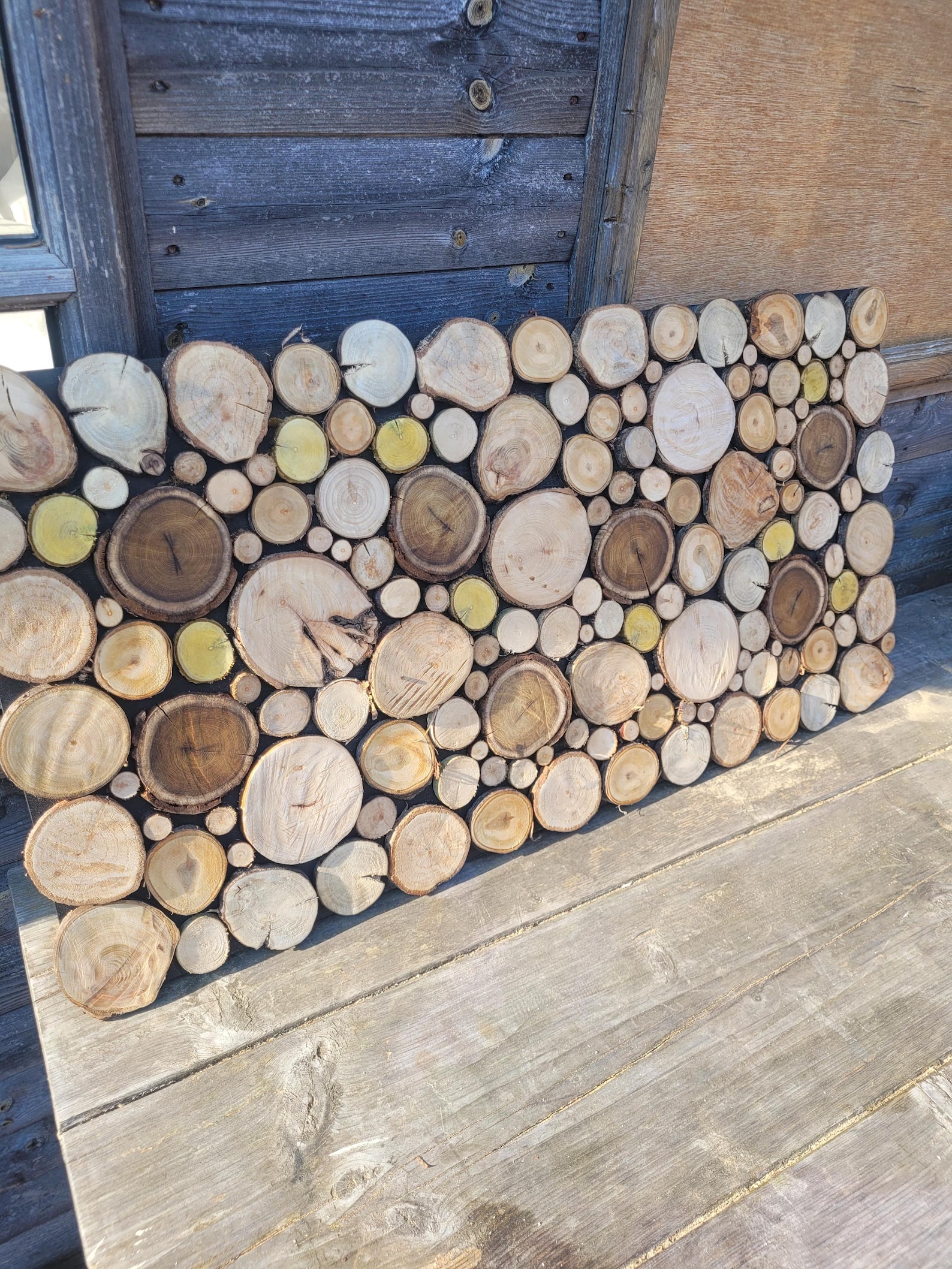 Log Wall Art, Wood Wall Art, Log Slice Mosaic, Log Decor, Log Slice ...