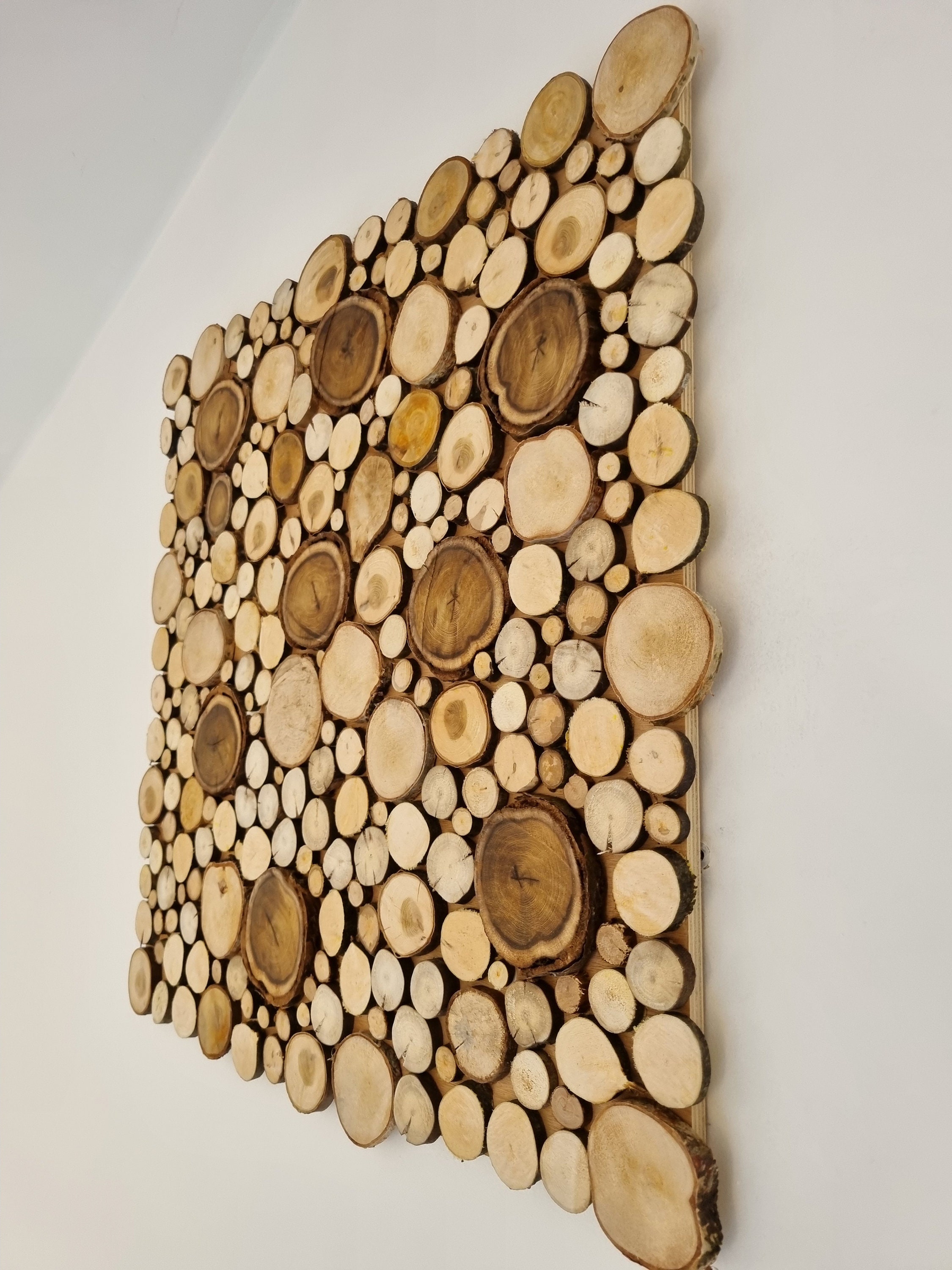 Log Wall Art, Wood Wall Art, Log Slice Mosaic, Log Decor, Log Slice ...