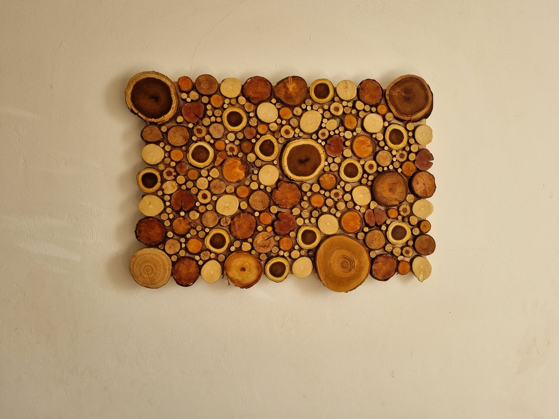Log Wall Art, Wood Wall Art, Log Slice Mosaic, Log Slice Wall Art, Log ...