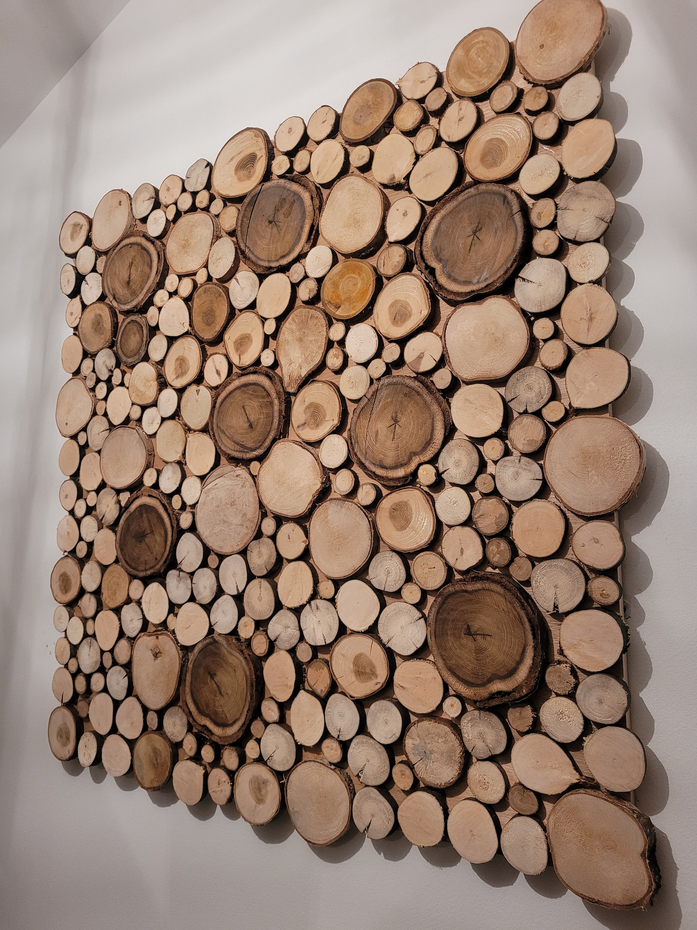 Log Wall Art, Wood Wall Art, Log Slice Mosaic, Log Decor, Log Slice ...