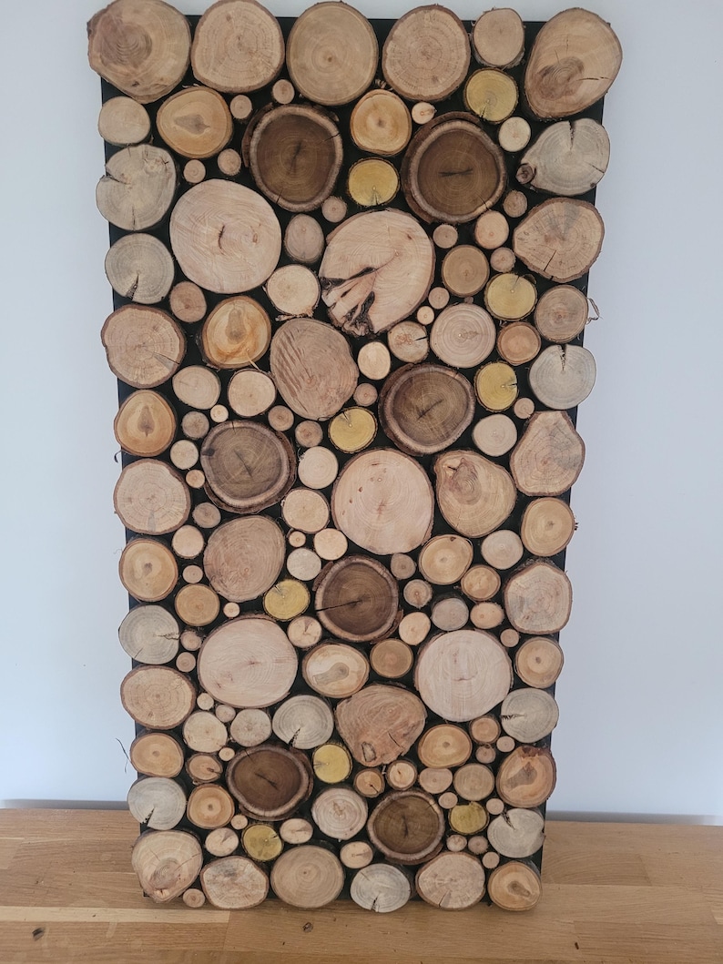 Log Wall Art, Wood Wall Art, Log Slice Mosaic, Log Decor, Log Slice ...