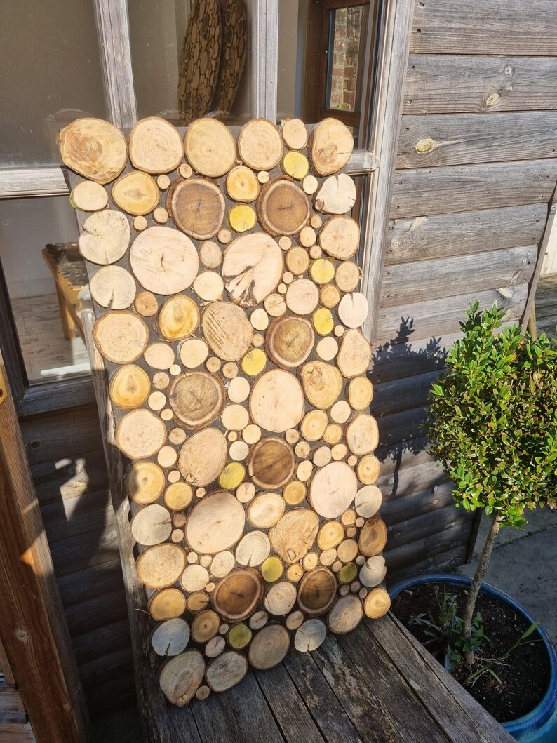 Log Wall Art, Wood Wall Art, Log Slice Mosaic, Log Decor, Log Slice ...
