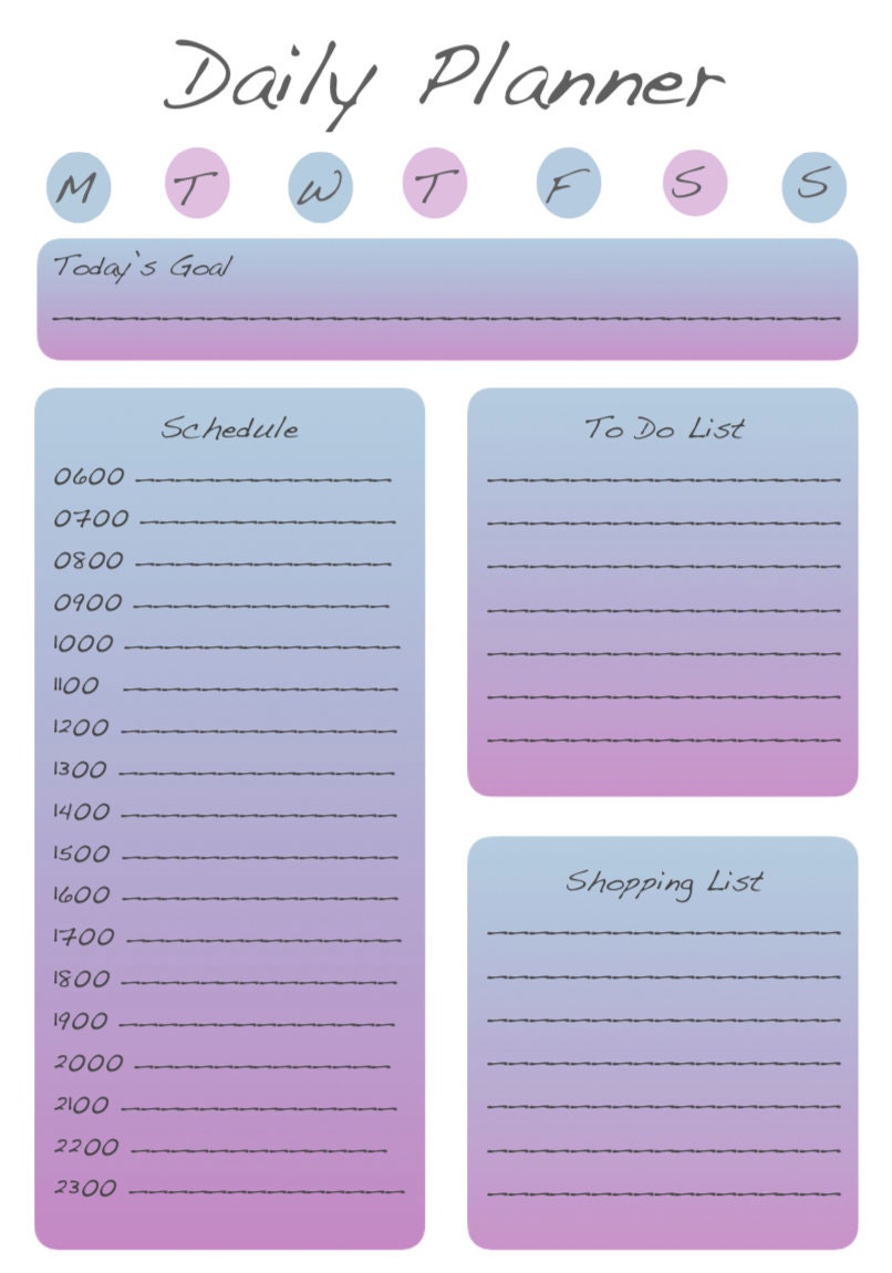 Daily Planner Digital Download Printable - Etsy