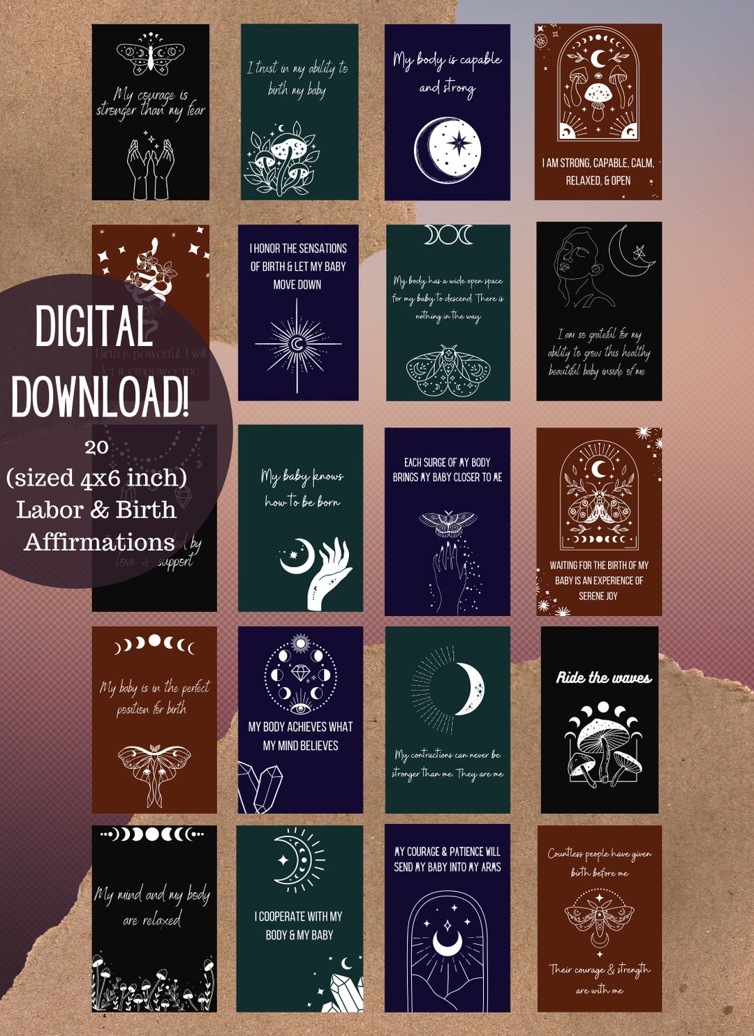 Labor & Birth Affirmation Cards- Magic - Etsy
