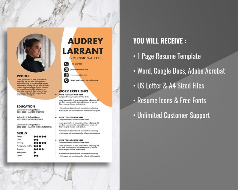 Professional Modern Resume Template for Apps: Word, Google Docs and ...