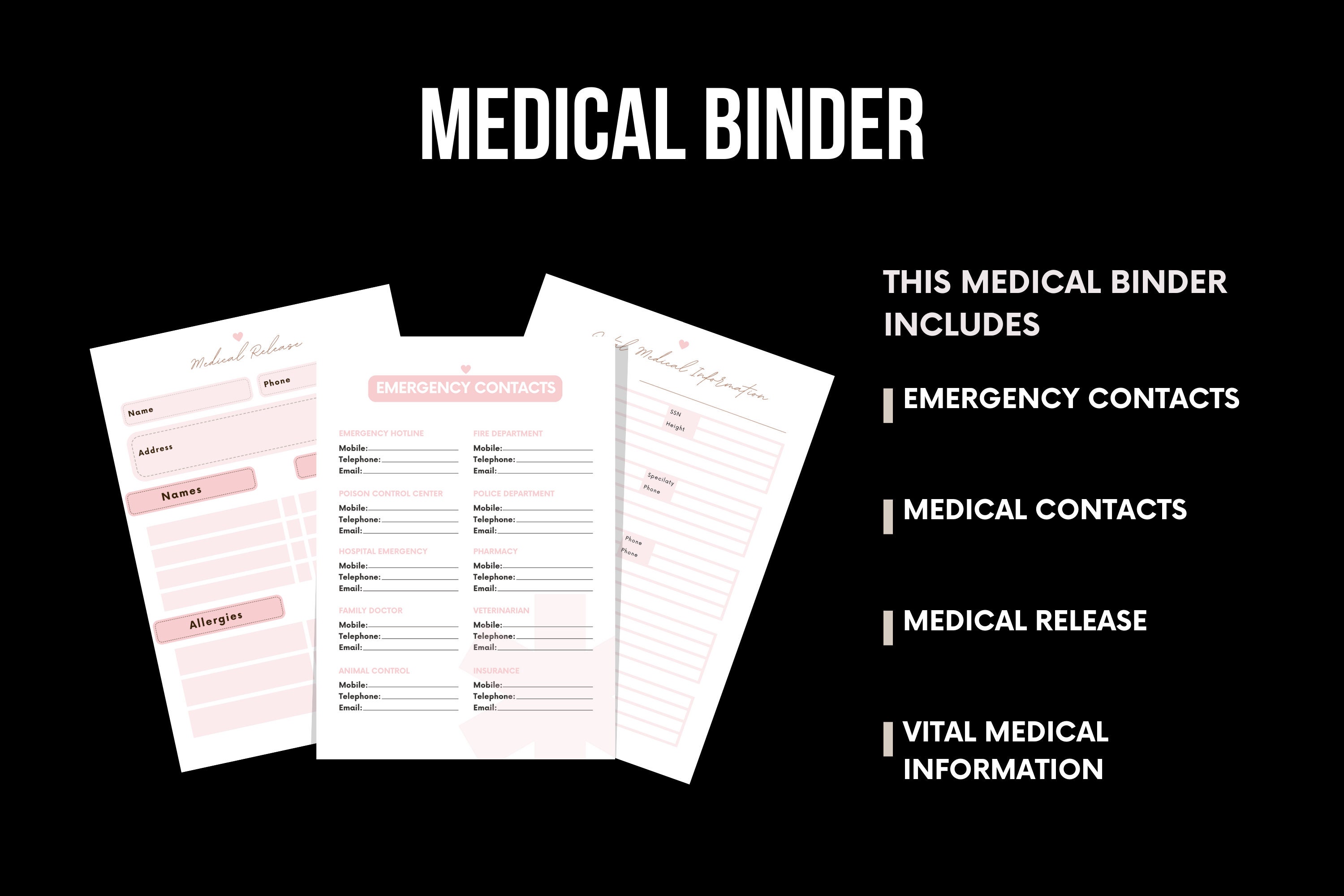 Nanny Binder|contract|permission Form|child Log|notes| Medical Binder ...