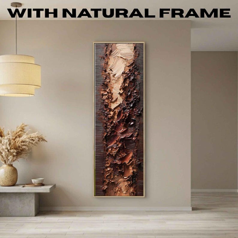 Abstract Long Narrow Vertical Wall Art - Large Neutral Canvas Wall ...