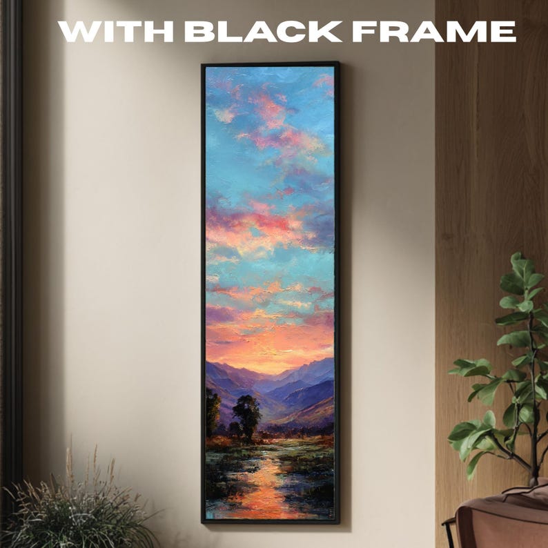 Unique Minimalist Sunset Wall Art - Tall Vertical Narrow Wall Decor - Etsy