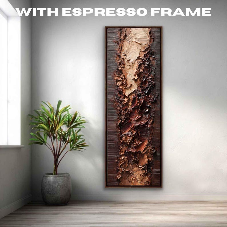 Abstract Long Narrow Vertical Wall Art - Large Neutral Canvas Wall ...