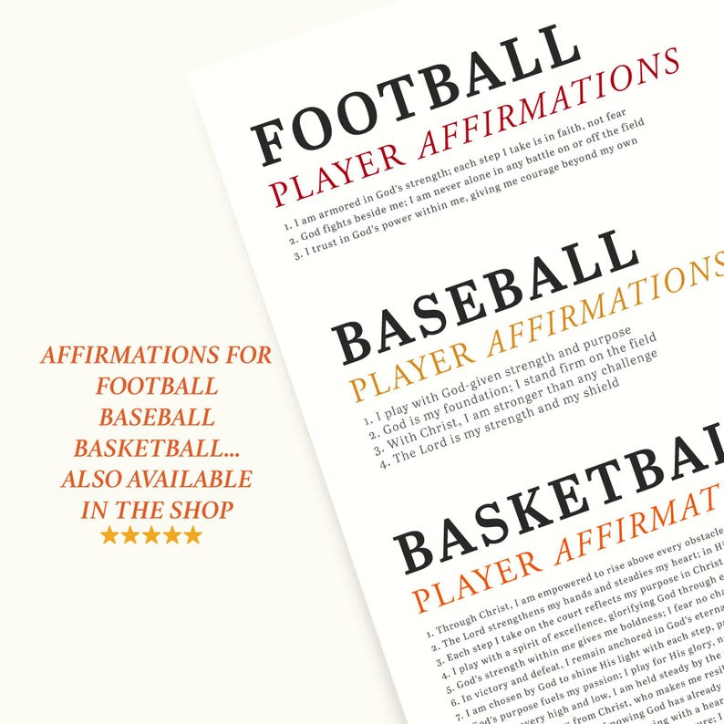 Christian Sports Affirmation Wall Art Print, Biblical Faith Based Art ...