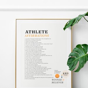 Christian Sports Affirmation Wall Art Print, Biblical Faith Based Art ...