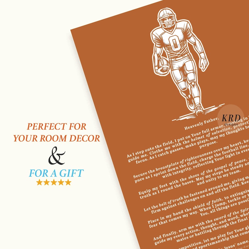 Christian Sports Poster, Armor of God Inspirational Athlete Prayer ...