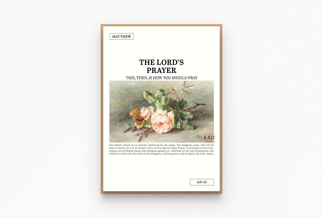 Christian Poster Aesthetic, the Lords Prayer Wall Art, Matthew 6:9-13 ...