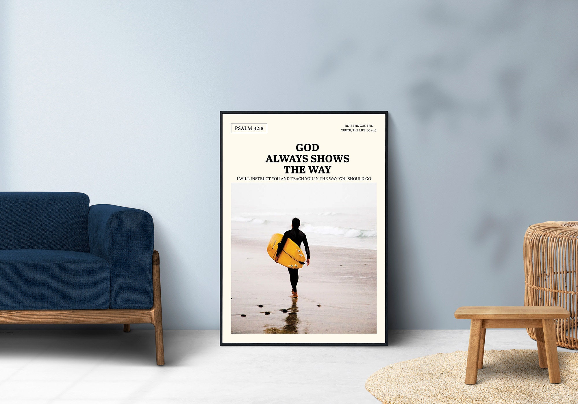 Retro Christian Wall Art, Bible Verse Artwork Printable, Minimalist ...