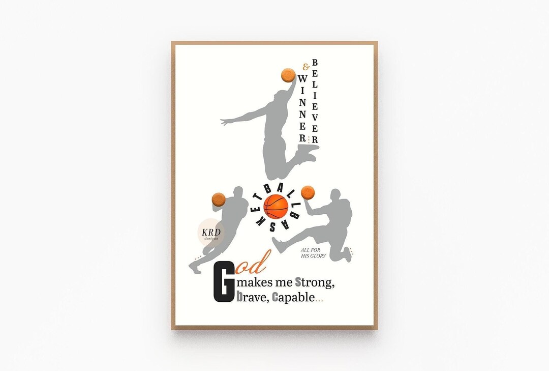 Christian Basketball Poster, Biblical Faith Affirmations Prints ...
