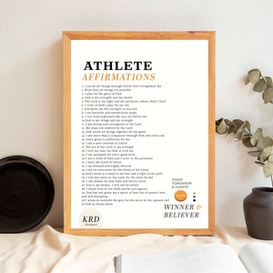 Christian Sports Affirmation Wall Art Print, Biblical Faith Based Art ...