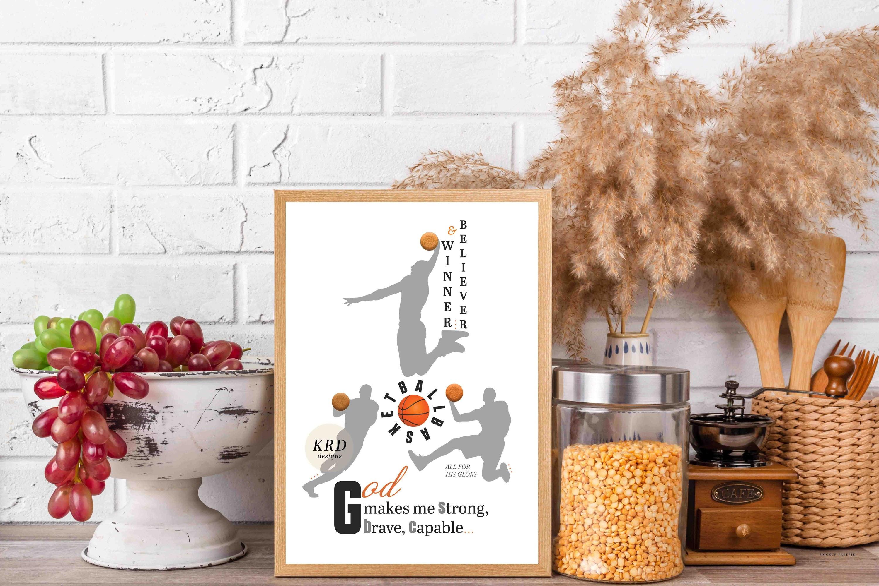 Christian Basketball Poster, Biblical Faith Affirmations Prints ...