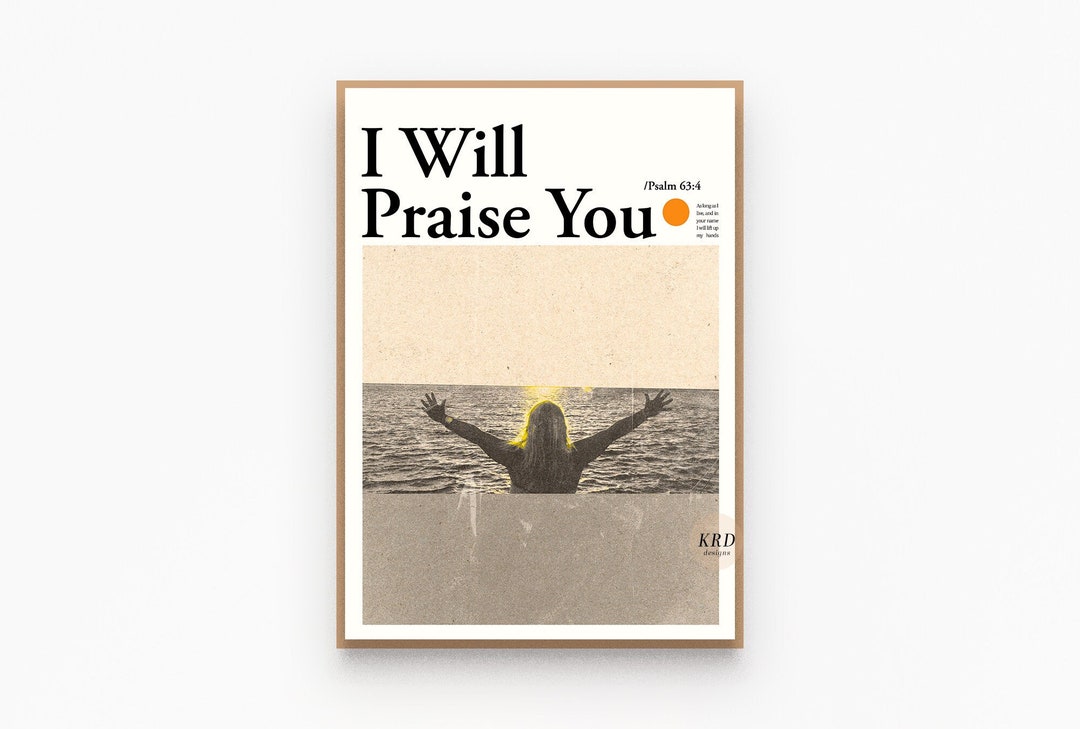 Retro Christian Posters, Bible Verse Psalm 63:4 Artwork, Aesthetic Mid ...