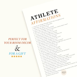 Christian Sports Affirmation Wall Art Print, Biblical Faith Based Art ...