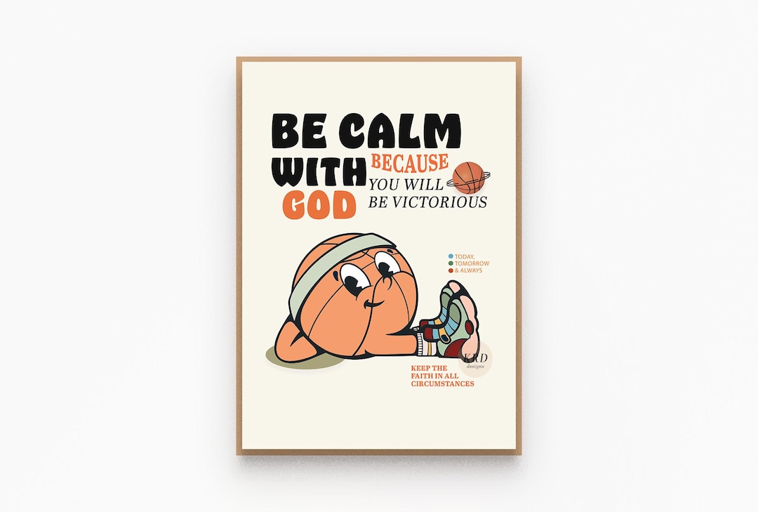 Retro Christian Basketball Wall Art, Biblical God Faith Quotes Poster ...