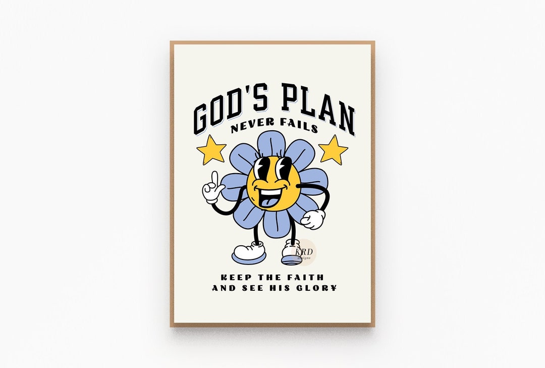 Retro Christian Poster Print, Biblical Faith Affirmations Artwork ...