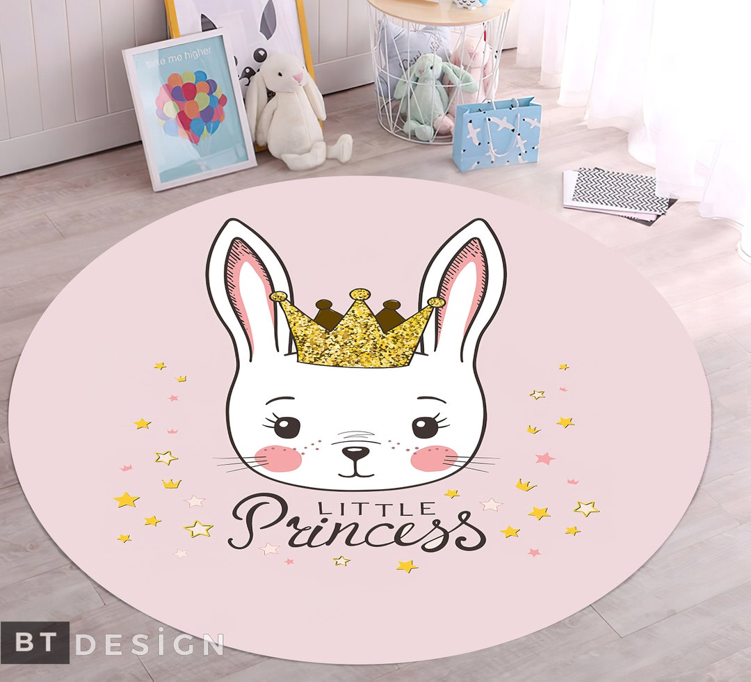 Princess Rug, Little Princess Rabbit Themed Nonslip Area Rug, Cute ...