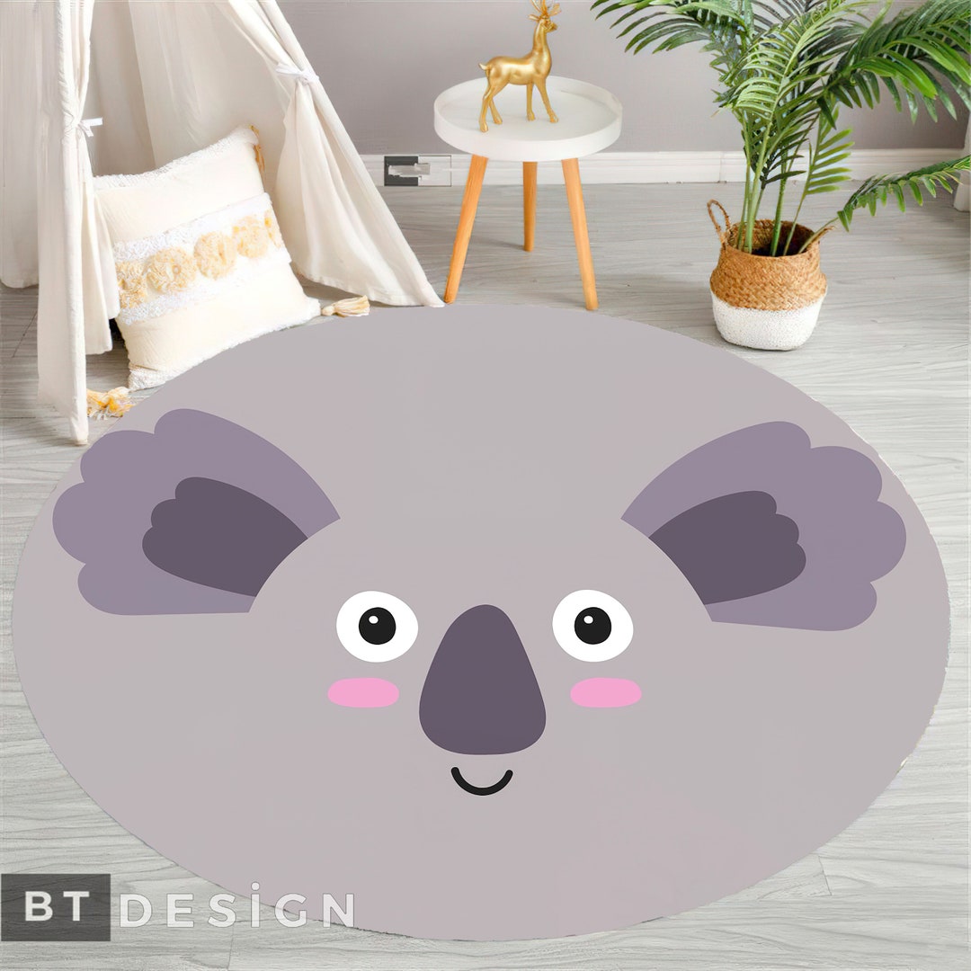 Koala Nursery Rug, Cute Koala Face Art Themed Nonslip Area Rug, Playmat ...