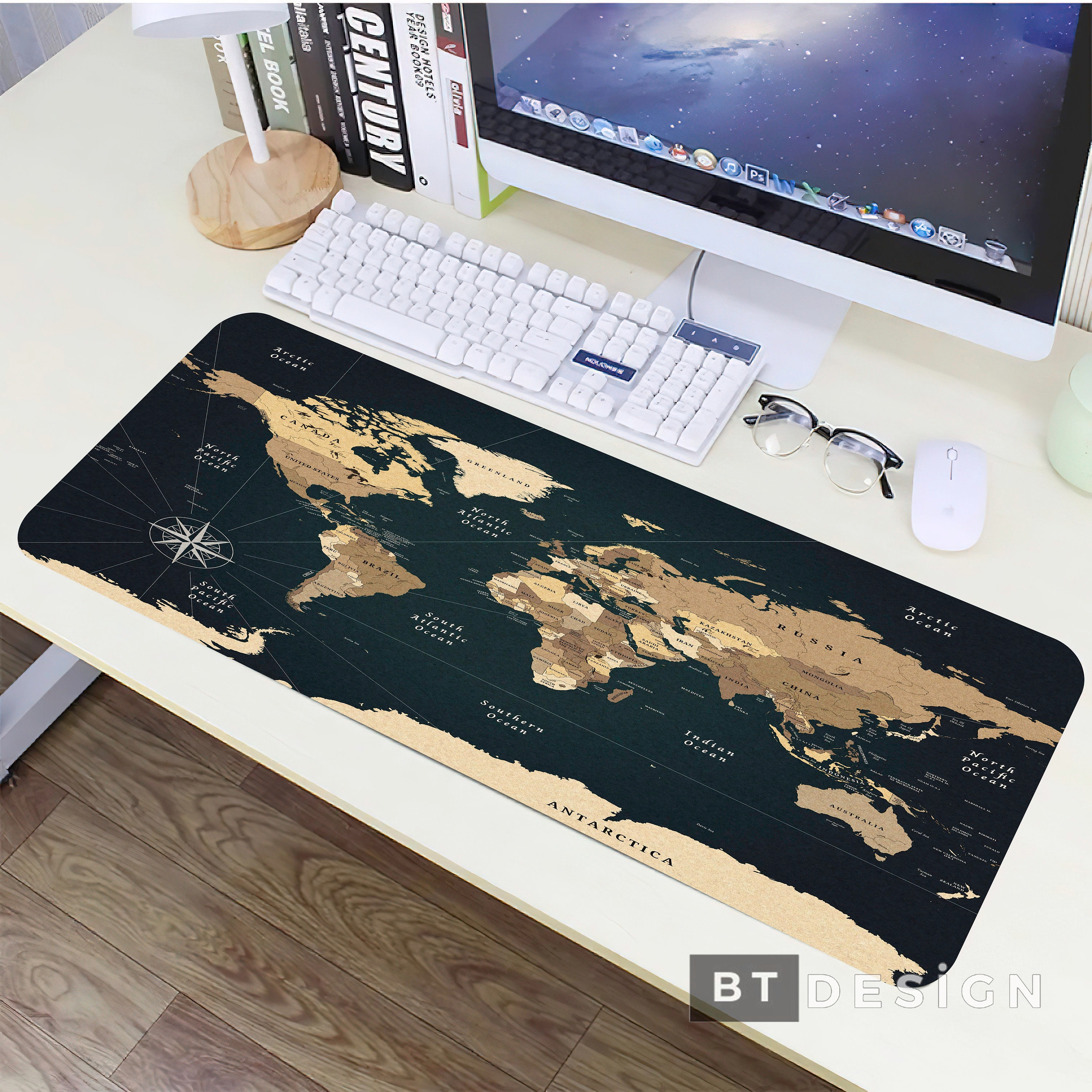 Map Deskmat World Map Large Mousepad Country Themed Deskmat - Etsy Ireland