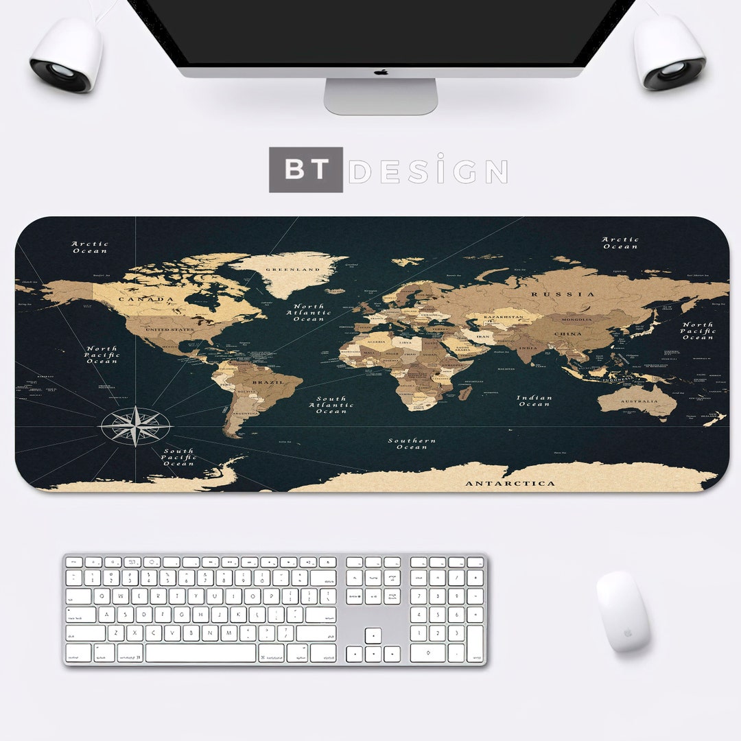 Map Deskmat, World Map Large Mousepad, Country Themed Deskmat, Cool ...