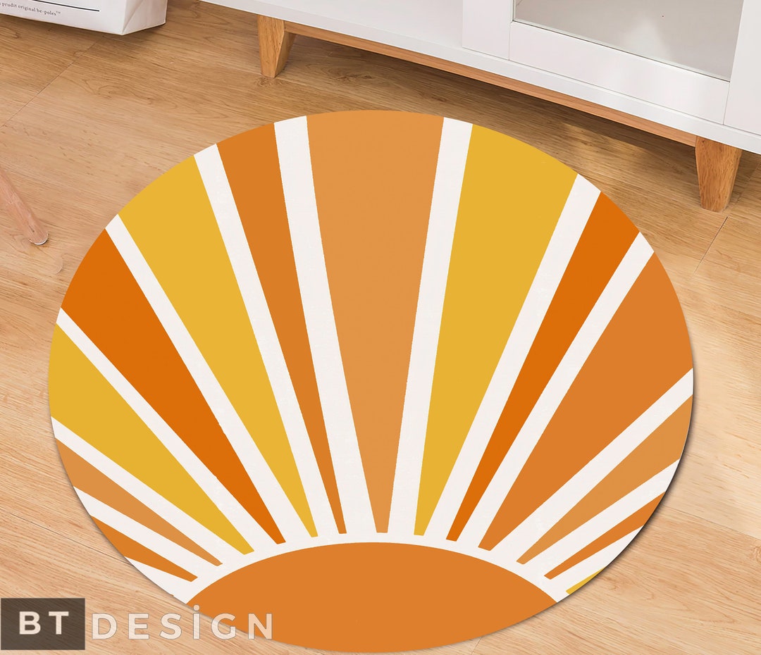 Sunlight Rug, Abstract Sun Themed Nonslip Area Rug, Colorful Bohemian ...
