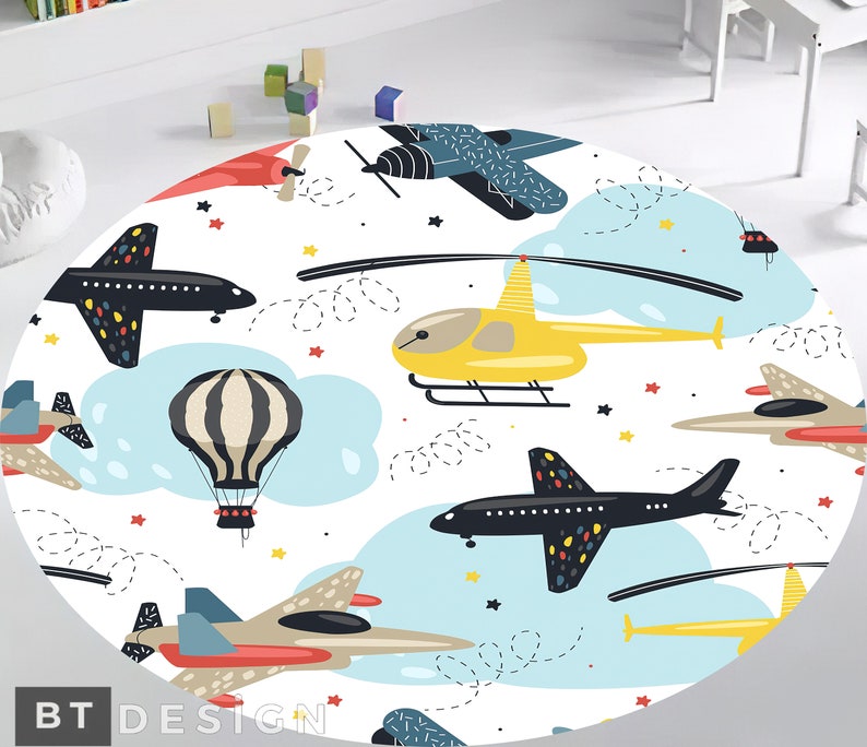 Airplane Rug Cute Air Transport Air Balloon Airplane Themed - Etsy
