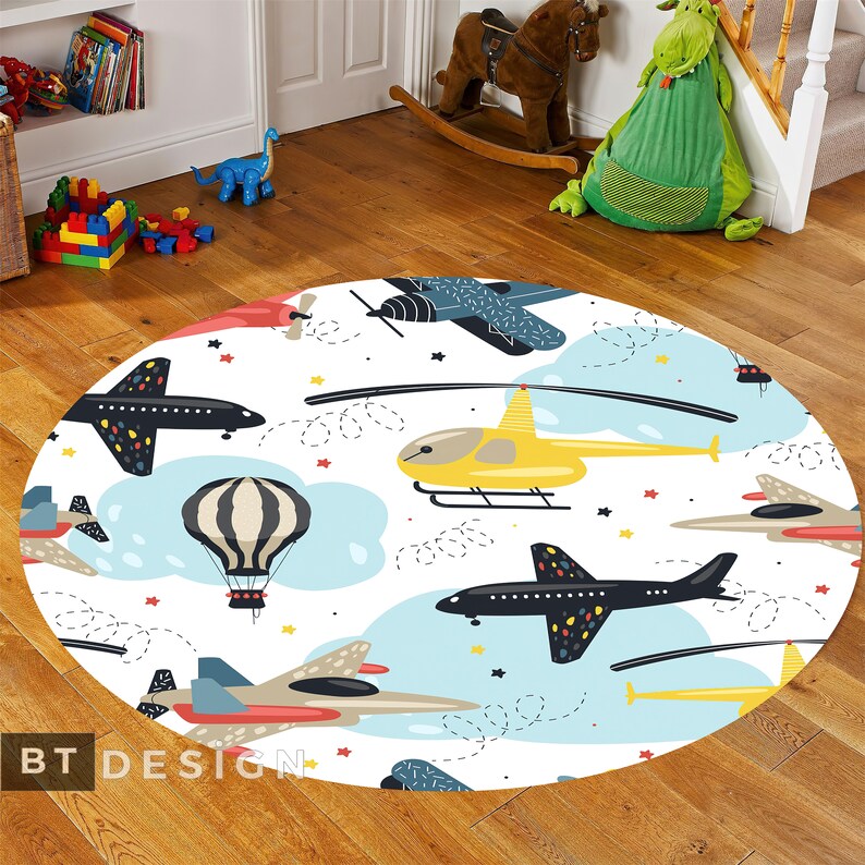 Airplane Rug Cute Air Transport Air Balloon Airplane Themed - Etsy