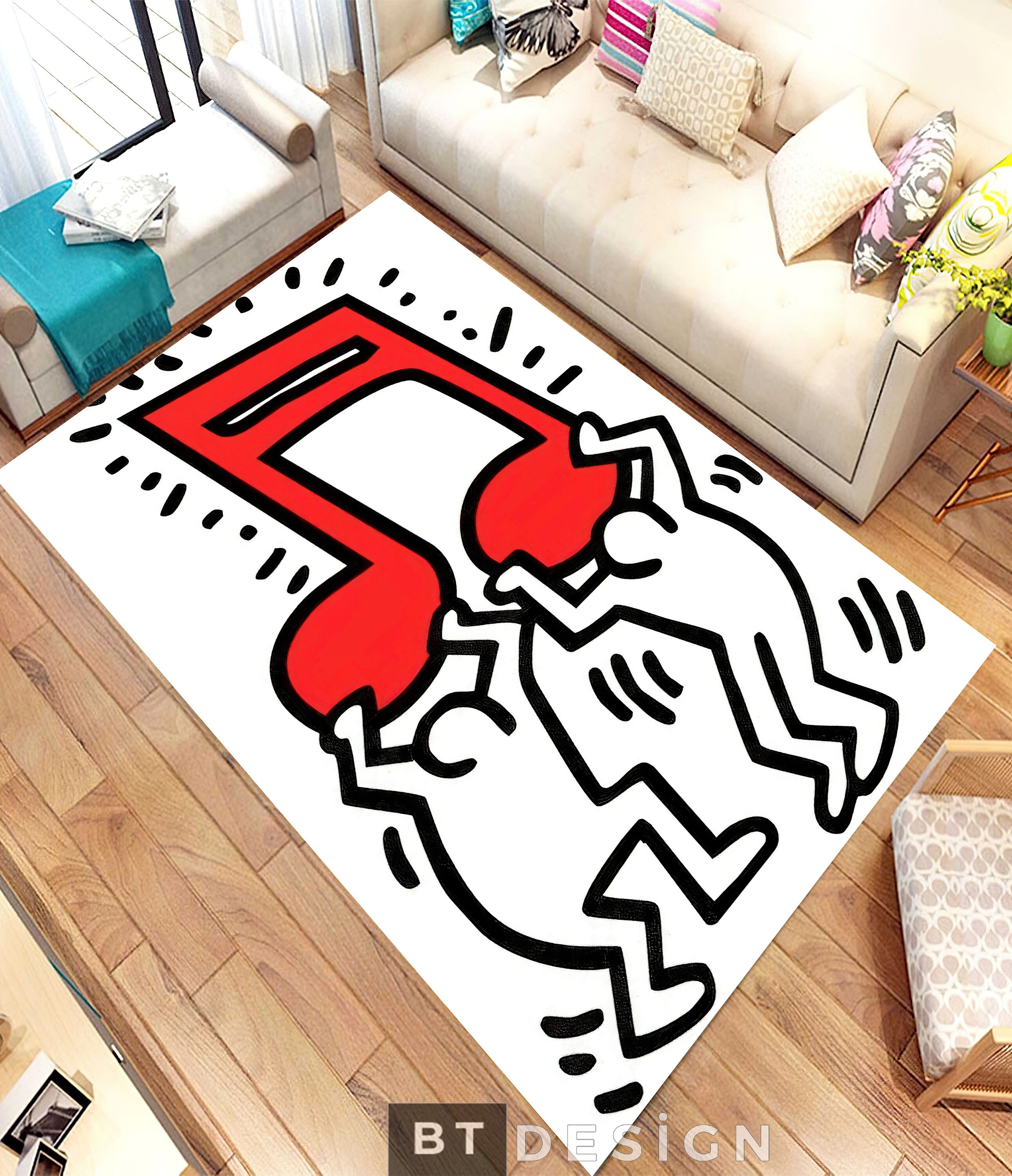 Keith Haring Rug Keith Haring Print Pop Art Rug Nonslip Area Rug Unique ...