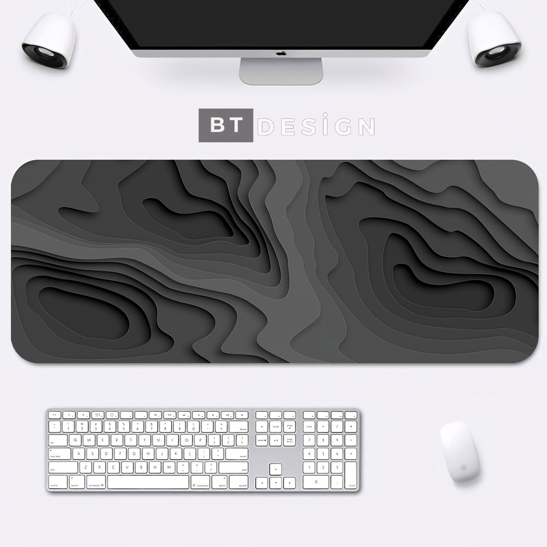 Black Topographic Deskmat, Black Deskmat Large Mousepad, Cool Deskmat ...