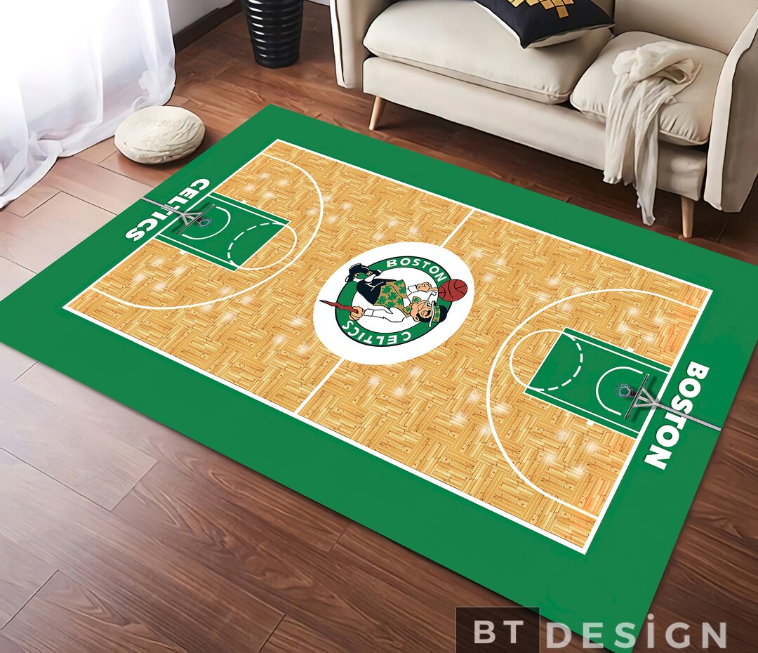 Boston Celtics Rug, Basketball Court Themed Nonslip Area Rug, Playroom ...