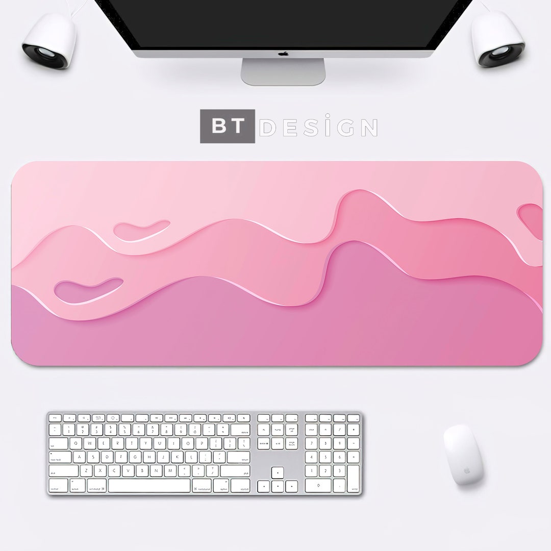 Pink Deskmat, Liquid Pink Large Mousepad, Abstract Pink Deskmat, Cute ...