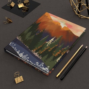 Fall Mountain Sunset Journal: Illustrated Forest Hardcover Notebook - Etsy