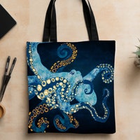 Abstract Octopus Tote Bag, Artsy Ocean Carryall - Etsy