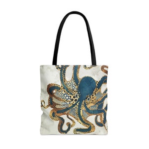 Abstract Octopus Tote Bag, Artsy Ocean Carryall - Etsy