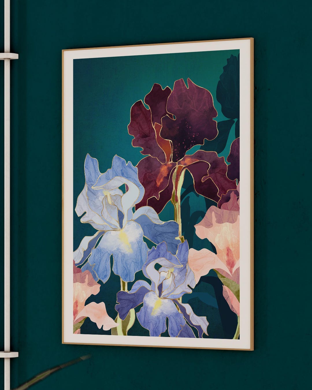 Iris Abstract Art Print: Elegant Floral Botanical Poster - Etsy